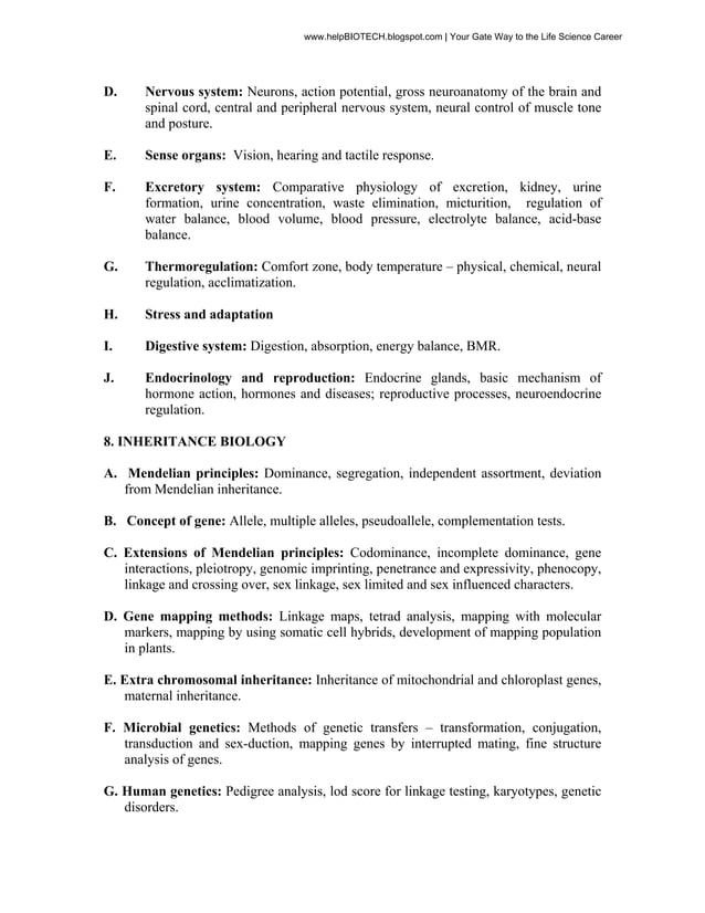 Csir syllabus paper 2011 | PDF | Genetics | Science