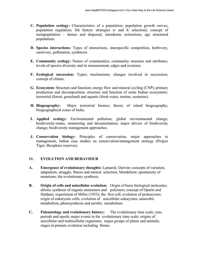 Csir syllabus paper 2011 | PDF | Genetics | Science