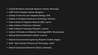 CSIR Labs : 38 Labs in India | PPTX
