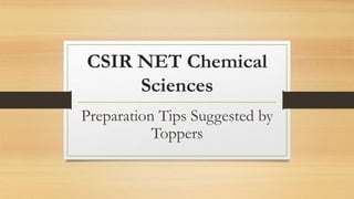 CSIR NET Chemical Science | PPTX