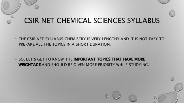 CSIR NET Chemical Sciences Syllabus | Study Material | PPTX