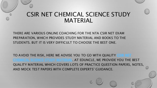 CSIR NET Chemical Sciences Syllabus | Study Material | PPT