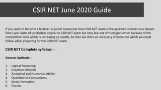 Csir Net June 2020 Preparation Guide | PPTX