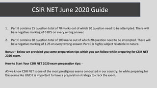 Csir Net June 2020 Preparation Guide | PPTX
