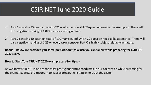 Csir Net June 2020 Preparation Guide | PPTX