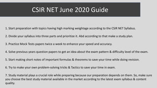Csir Net June 2020 Preparation Guide | PPTX