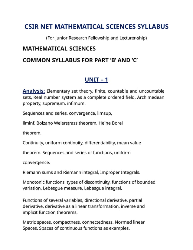 CSIR NET Mathematics Pattern and SYLLABUS - 2025 | PPTX