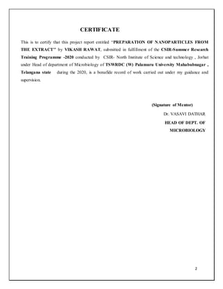 FORMATION OF NANOPARTICLES FROM PLANT EXTRACT | DOCX