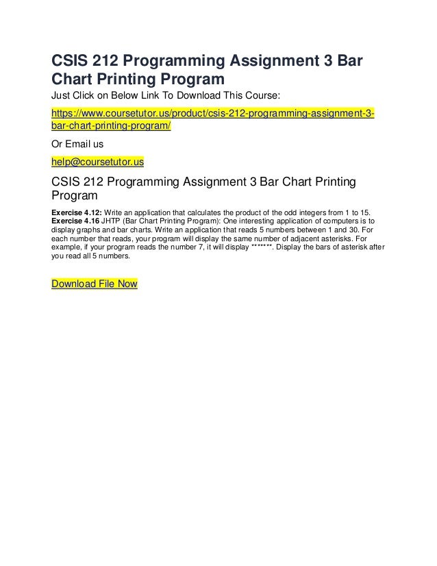 Csis 212 Programming Assignment 3 Bar Chart Printing Program
