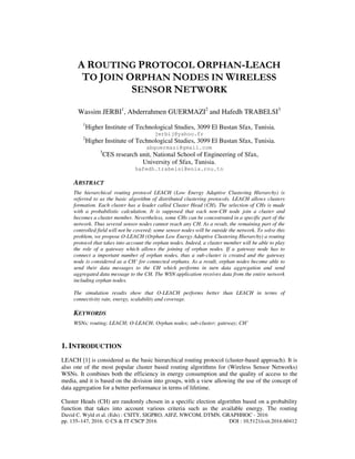 A Routing Protocol Orphan-Leach to Join Orphan Nodes in Wireless Sensor Network | PDF