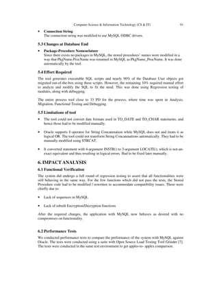 MIGRATION OF AN OLTP SYSTEM FROM ORACLE TO MYSQL AND COMPARATIVE PERFORMANCE EVALUATION | PDF