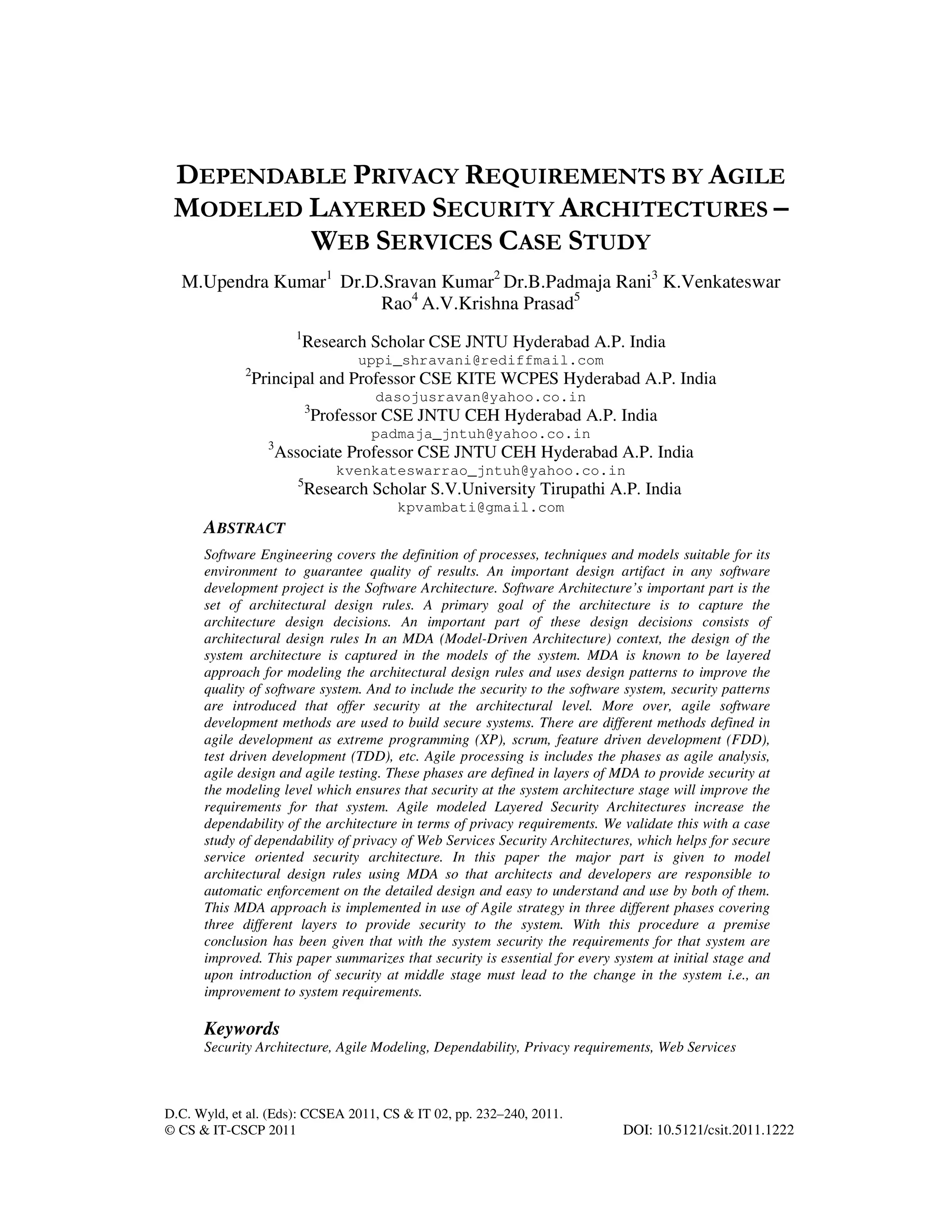DEPENDABLE PRIVACY REQUIREMENTS BY AGILE MODELED LAYERED SECURITY ...