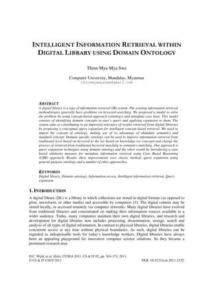 INTELLIGENT INFORMATION RETRIEVAL WITHIN DIGITAL LIBRARY USING DOMAIN ONTOLOGY | PDF