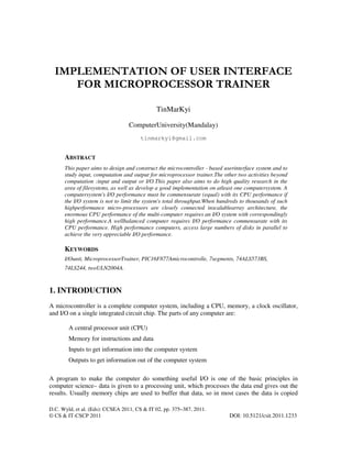 IMPLEMENTATION OF USER INTERFACE FOR MICROPROCESSOR TRAINER | PDF