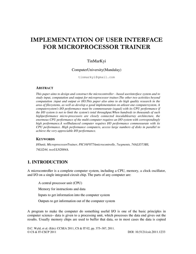 IMPLEMENTATION OF USER INTERFACE FOR MICROPROCESSOR TRAINER | PDF
