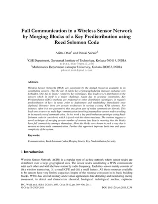 Full Communication in a Wireless Sensor Network by Merging Blocks of a Key Predistribution using ...