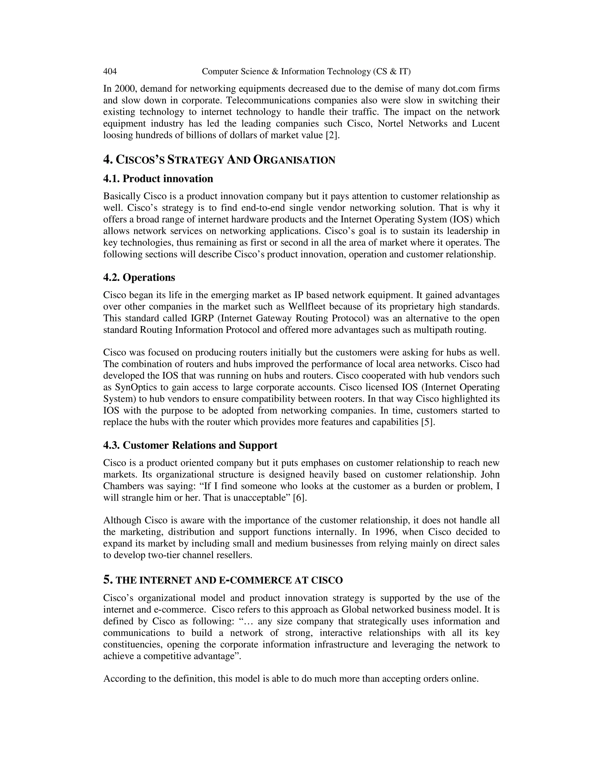 CISCO SYSTEM’S STRATEGIC USE OF THE INTERNET AND BUSINESS APPLICATIONS ...