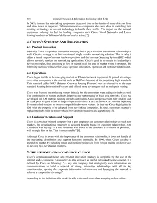 CISCO SYSTEM’S STRATEGIC USE OF THE INTERNET AND BUSINESS APPLICATIONS | PDF