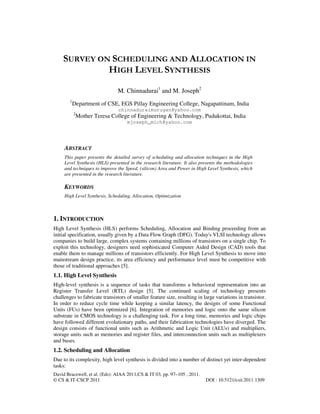 SURVEY ON SCHEDULING AND ALLOCATION IN HIGH LEVEL SYNTHESIS | PDF