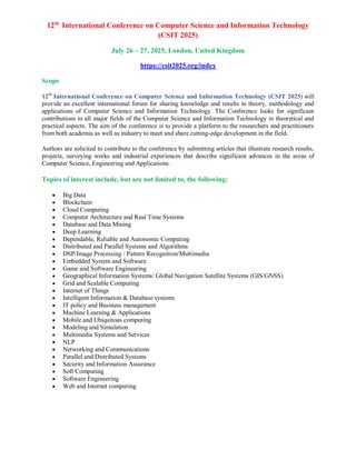 12th International Conference on Computer Science and Information Technology (CSIT 2025) | PDF