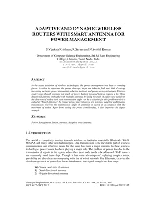 ADAPTIVE AND DYNAMIC WIRELESS ROUTERS WITH SMART ANTENN | PDF