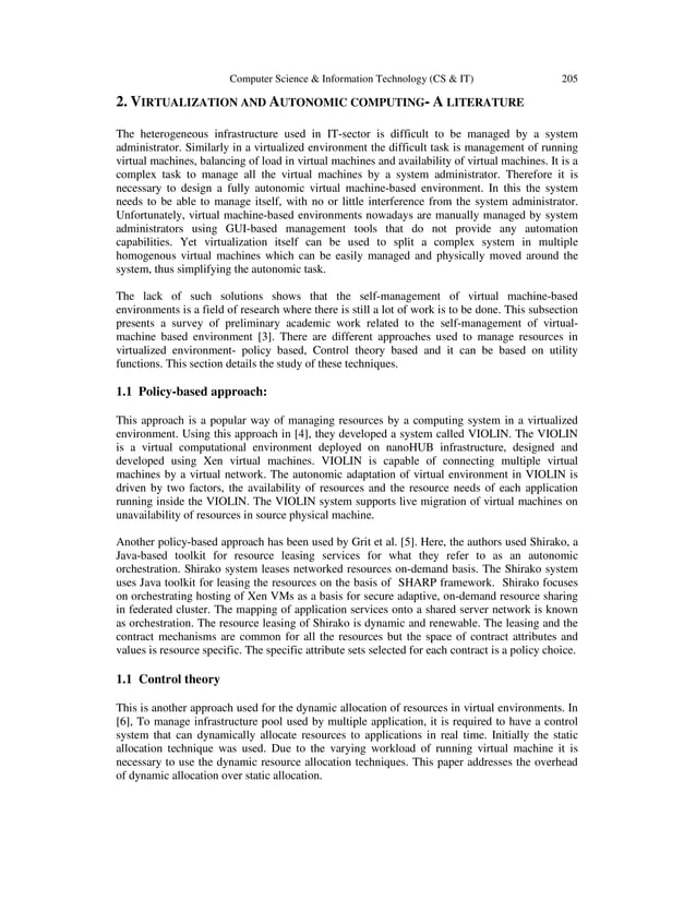 APPLICATION OF AUTONOMIC COMPUTING PRINCIPLES IN VIRTUALIZED ENVIRONMENT | PDF