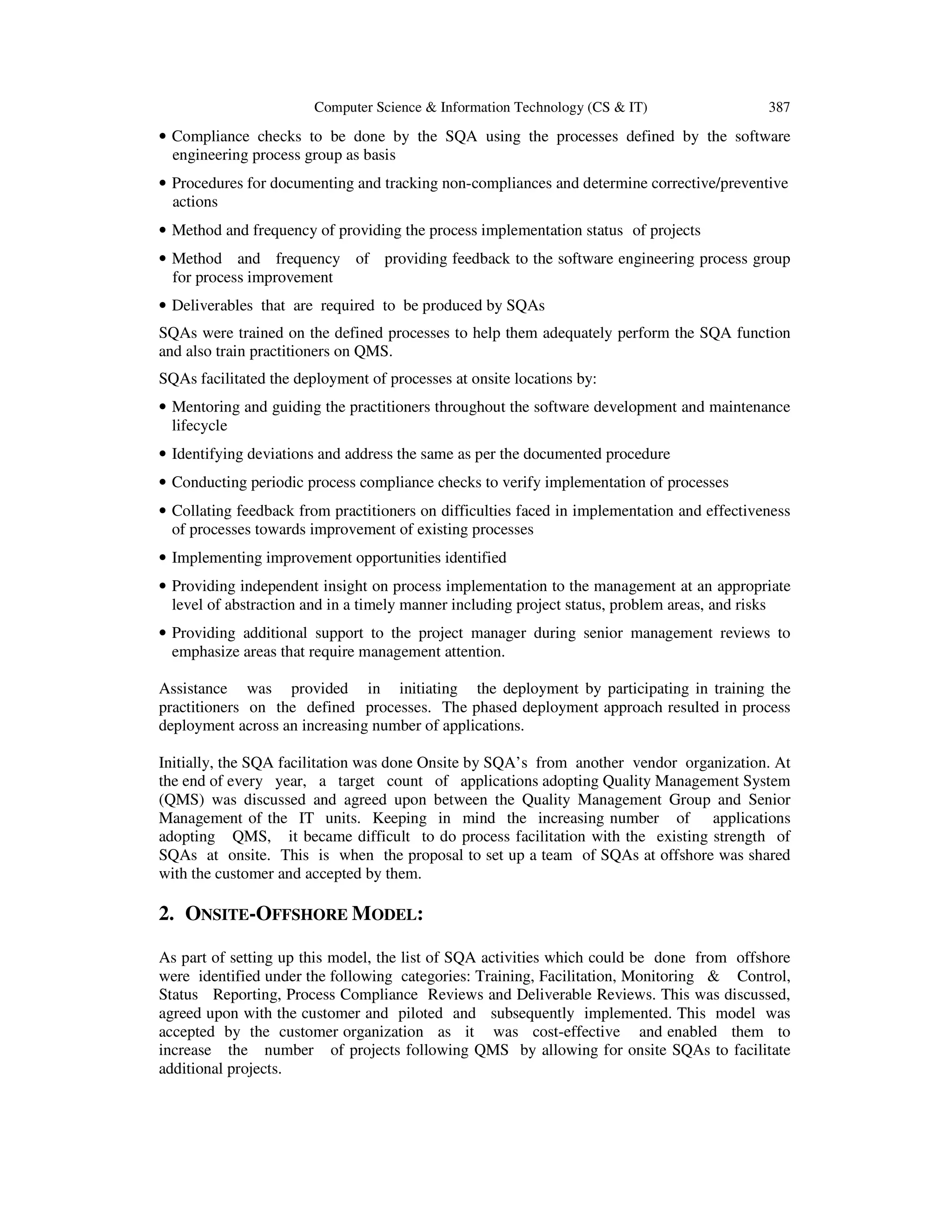 AN INNOVATIVE SQA SERVICE MATURITY MODEL USING CMMI AND ITIL | PDF