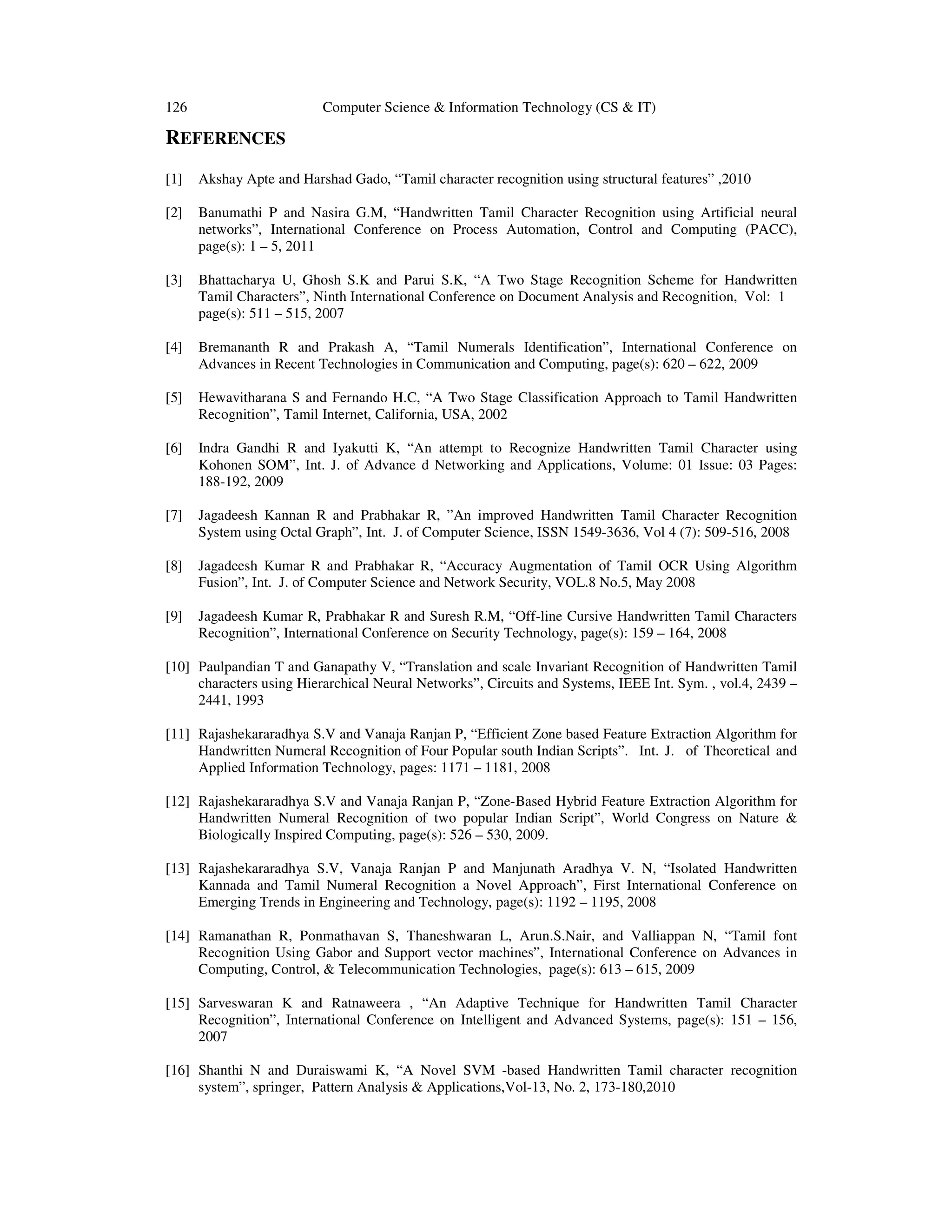 A Survey On Tamil Handwritten Character Recognition Using Ocr