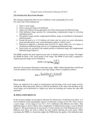 IMPACT OF ERROR FILTERS ON SHARES IN HALFTONE VISUAL CRYPTOGRAPHY | PDF