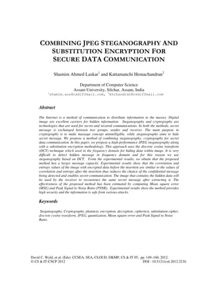 COMBINING JPEG STEGANOGRAPHY AND SUBSTITUTION ENCRYPTION FOR SECURE DATA COMMUNICATION | PDF ...