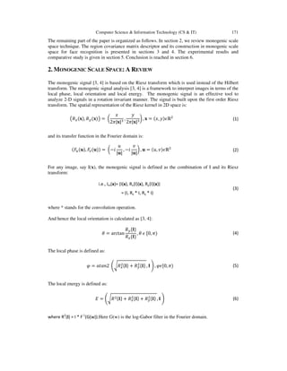 MONOGENIC SCALE SPACE BASED REGION COVARIANCE MATRIX DESCRIPTOR FOR FACE RECOGNITION | PDF