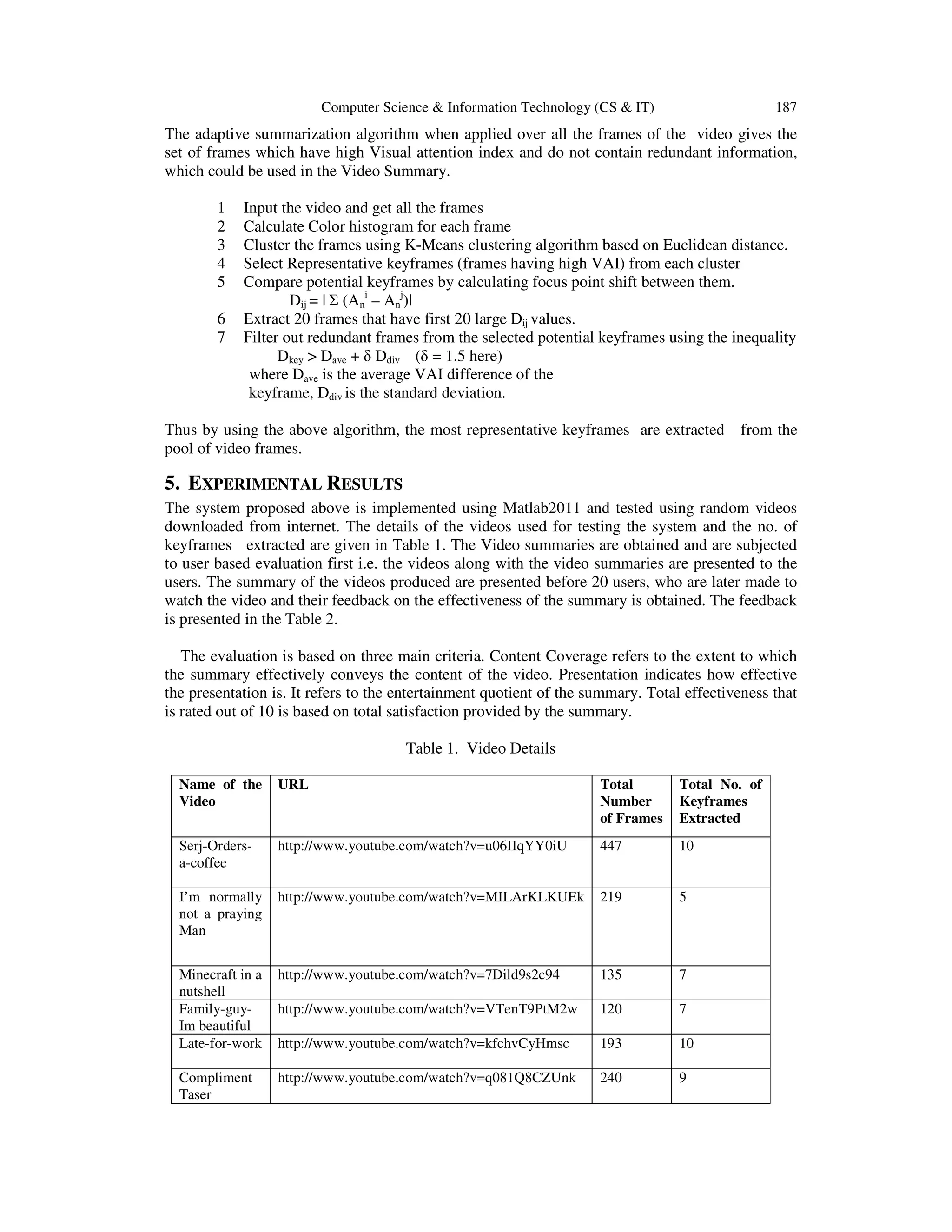 Visual Attention Based Keyframes Extraction And Video Summarization Pdf