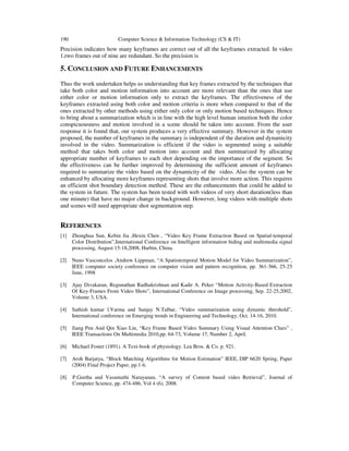VISUAL ATTENTION BASED KEYFRAMES EXTRACTION AND VIDEO SUMMARIZATION | PDF