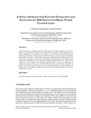 A NOVEL APPROACH FOR FEATURE EXTRACTION AND SELECTION ON MRI IMAGES FOR ...