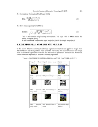 PERFORMANCE ANALYSIS OF CLUSTERING BASED IMAGE SEGMENTATION AND OPTIMIZATION METHODS | PDF