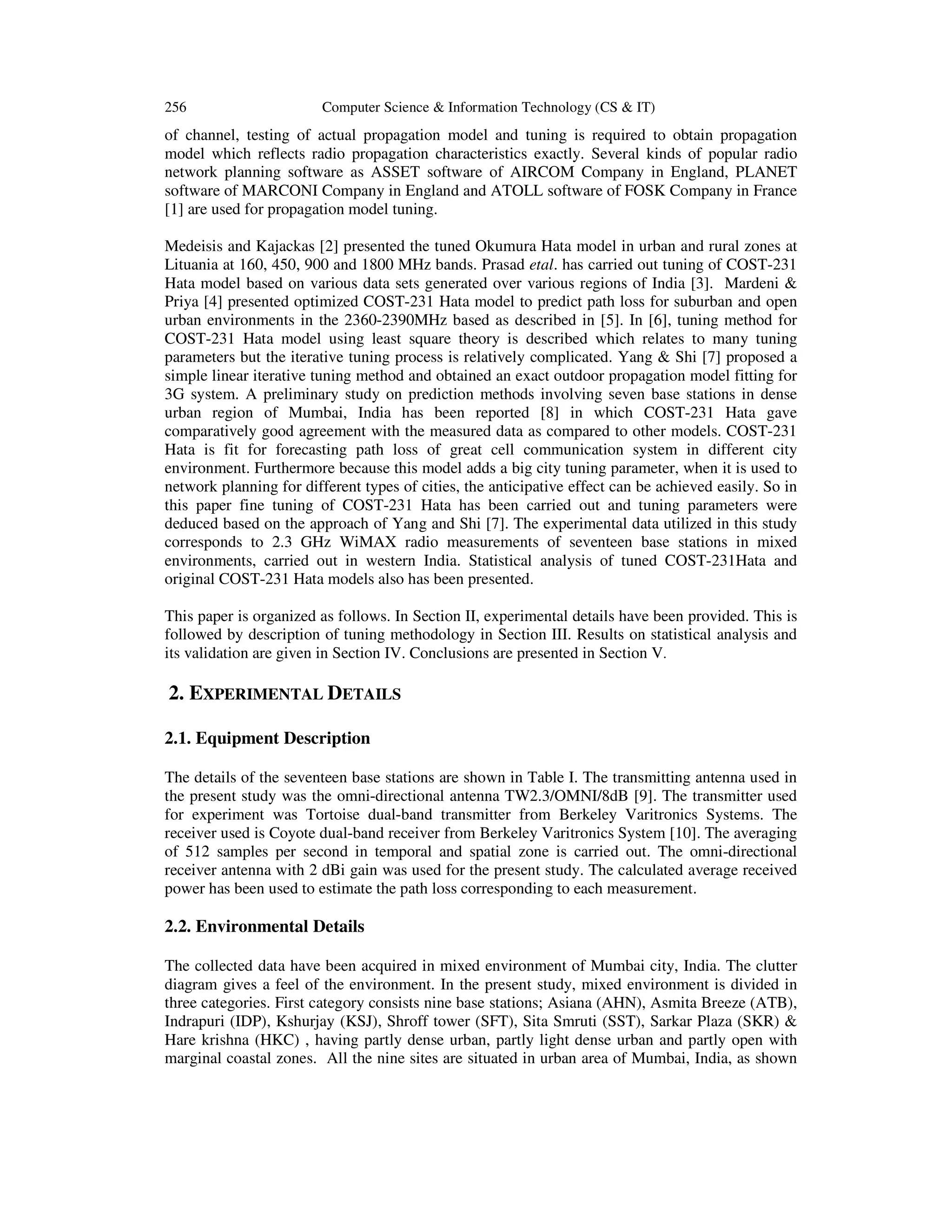 TUNING OF COST-231 HATA MODEL FOR RADIO WAVE PROPAGATION PREDICTIONS | PDF
