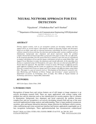 NEURAL NETWORK APPROACH FOR EYE DETECTION | PDF