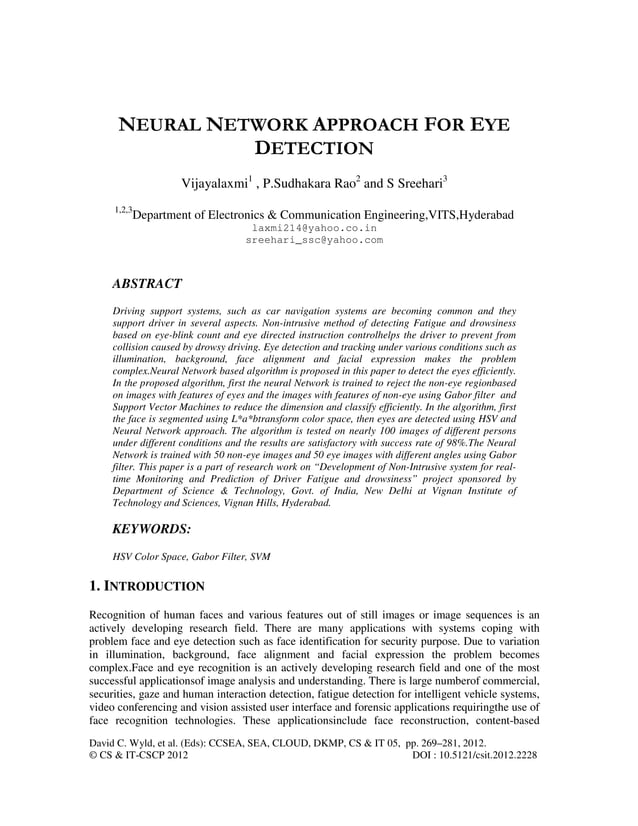 NEURAL NETWORK APPROACH FOR EYE DETECTION | PDF