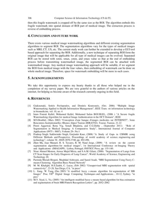 ANALYSIS OF WATERMARKING TECHNIQUES FOR MEDICAL IMAGES PRESERVING ROI | PDF