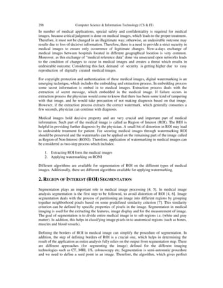 ANALYSIS OF WATERMARKING TECHNIQUES FOR MEDICAL IMAGES PRESERVING ROI | PDF