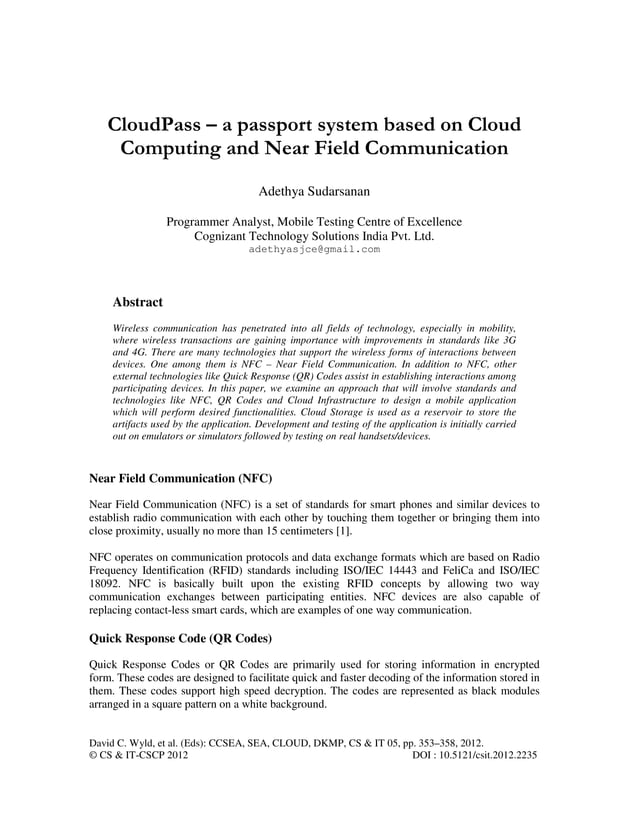 CloudPass – a passport system based on Cloud Computing and Near Field ...