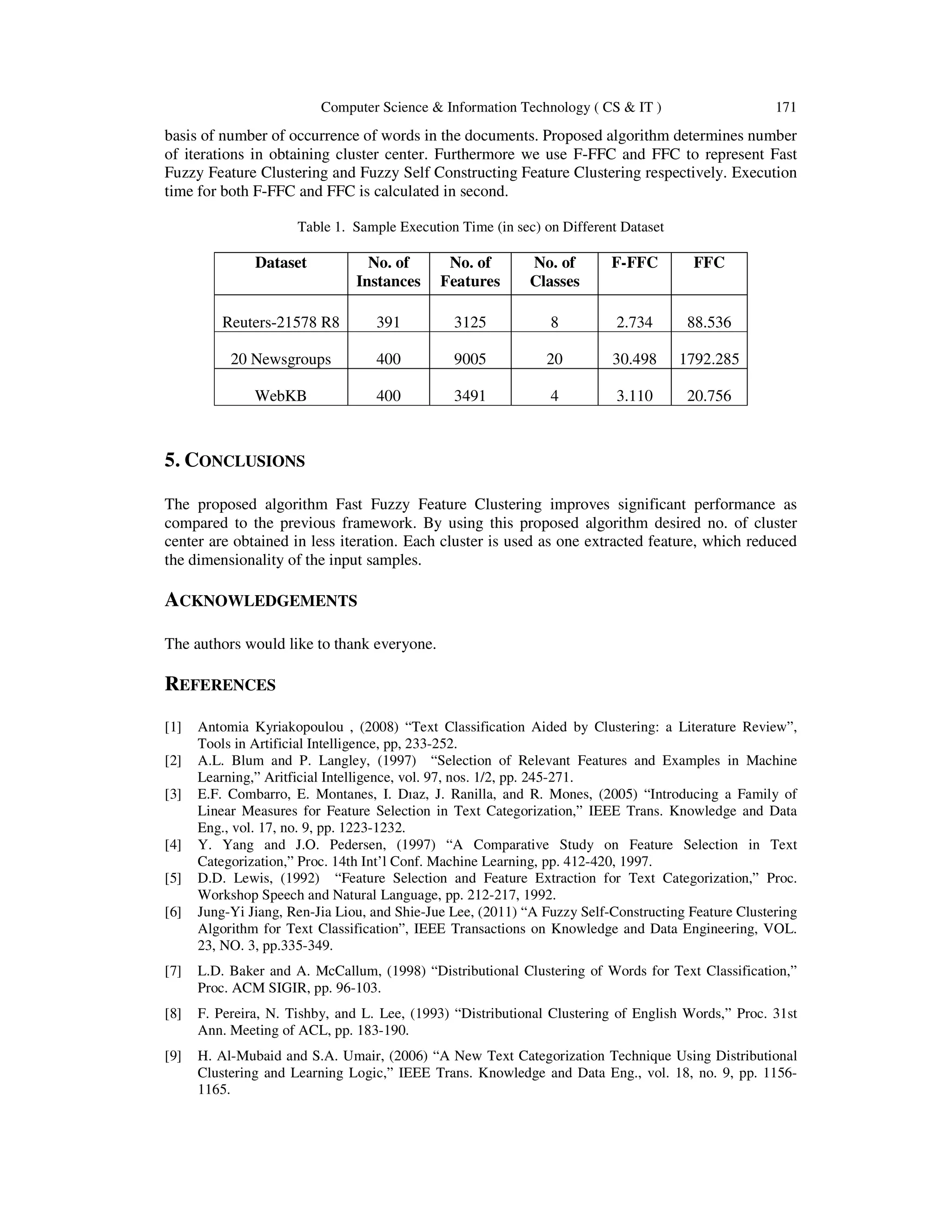 FAST FUZZY FEATURE CLUSTERING FOR TEXT CLASSIFICATION | PDF