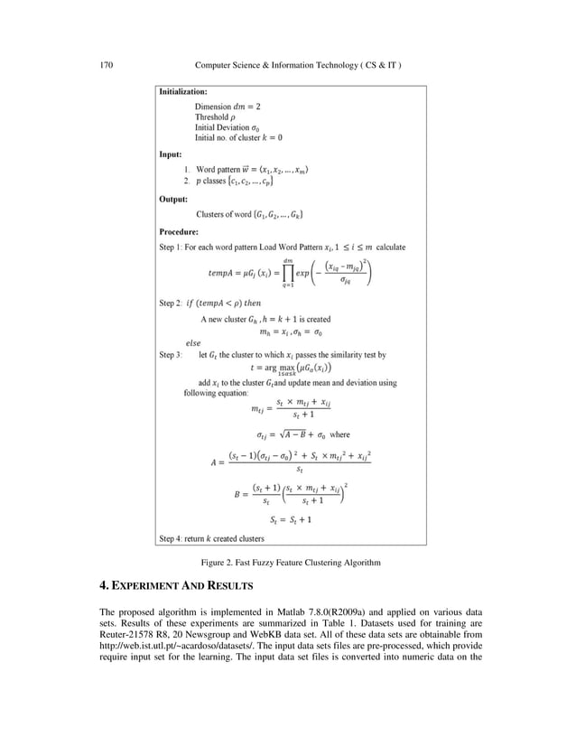 FAST FUZZY FEATURE CLUSTERING FOR TEXT CLASSIFICATION | PDF