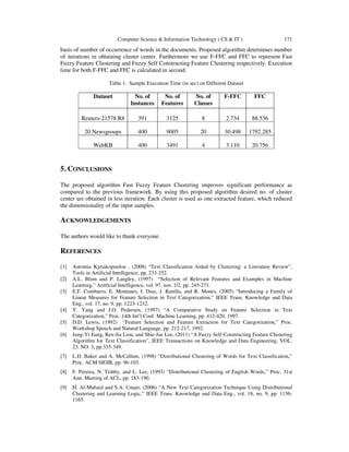 FAST FUZZY FEATURE CLUSTERING FOR TEXT CLASSIFICATION | PDF