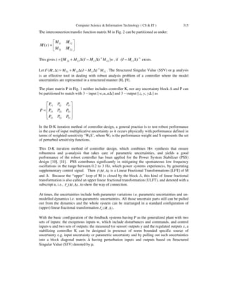 APPLICATION OF D-K ITERATION TECHNIQUE BASED ON H∞ ROBUST CONTROL THEORY FOR POWER SYSTEM ...
