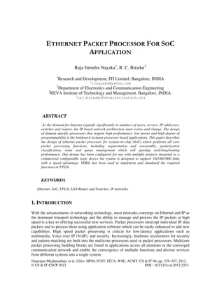 ETHERNET PACKET PROCESSOR FOR SOC APPLICATION | PDF