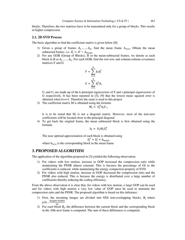 NEW IMPROVED 2D SVD BASED ALGORITHM FOR VIDEO CODING | PDF