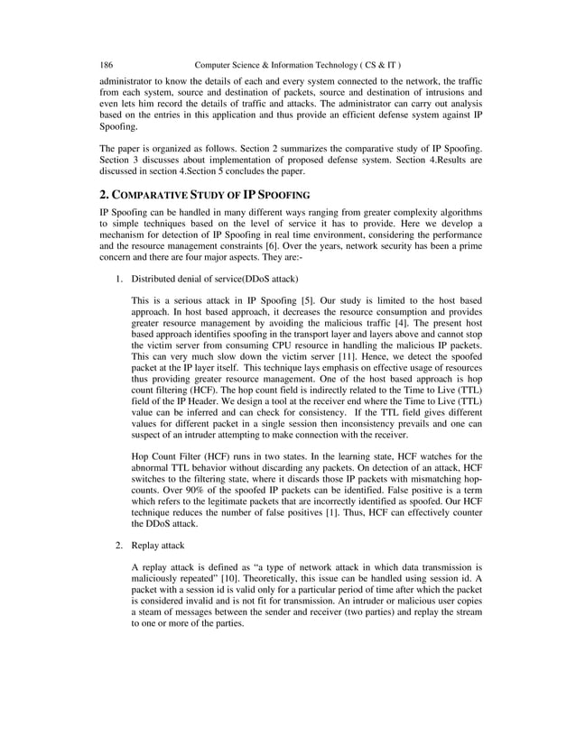 EFFICIENT DEFENSE SYSTEM FOR IP SPOOFING IN NETWORKS | PDF