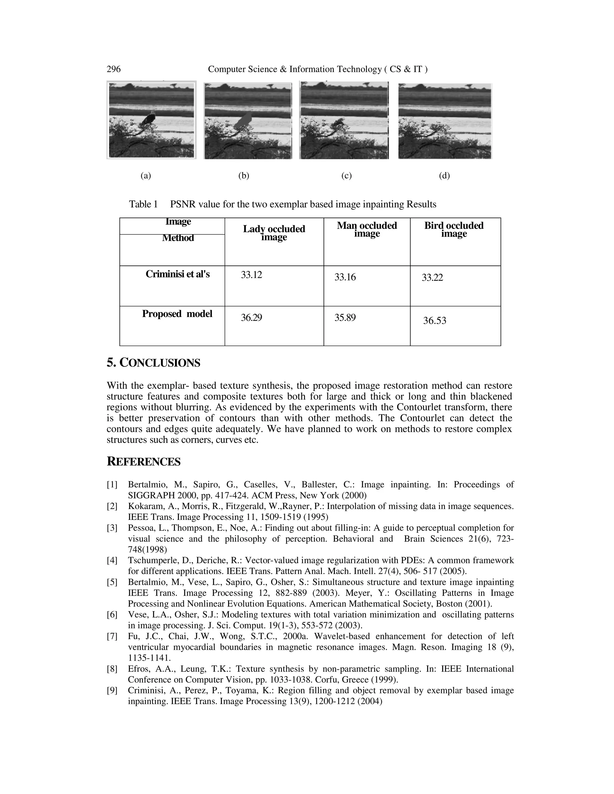 EXTENDED WAVELET TRANSFORM BASED IMAGE INPAINTING ALGORITHM FOR NATURAL SCENE IMAGE COMPLETION | PDF