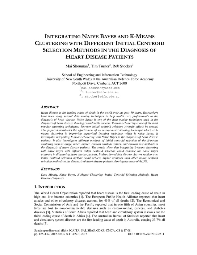 Integrating Naive Bayes And K Means Clustering With Different Initial Centroid Selection Methods
